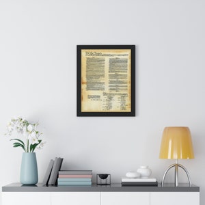 US Constitution Poster USA Historical Document Framed Vertical Poster ...