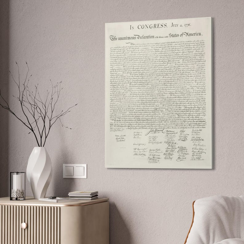 US Declaration of Independence Canvas Stretched, 1.5'' USA Historical ...