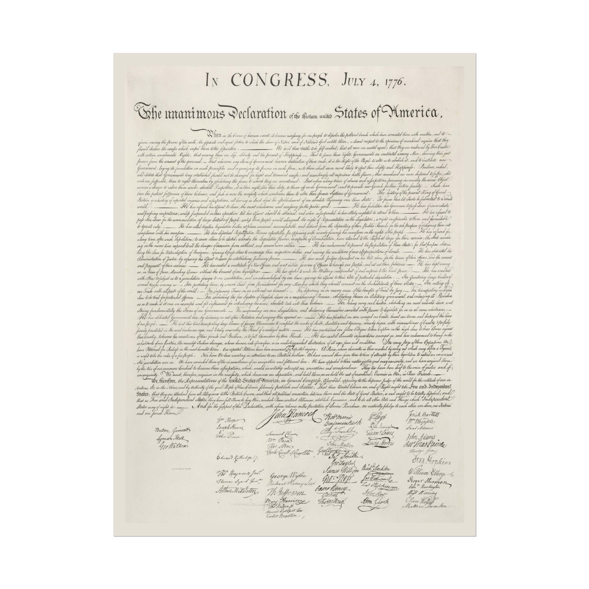 US Declaration of Independence Poster USA Historical Document 5"x7 ...