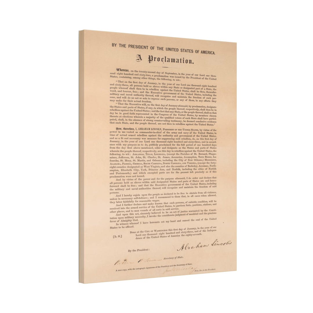 Emancipation Proclamation (1863) Canvas Stretched, 1.5'' American ...