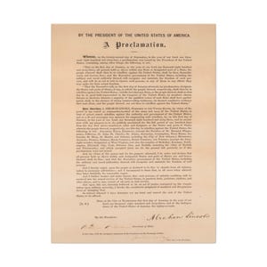 Emancipation Proclamation (1863) Canvas Stretched, 1.5'' American ...