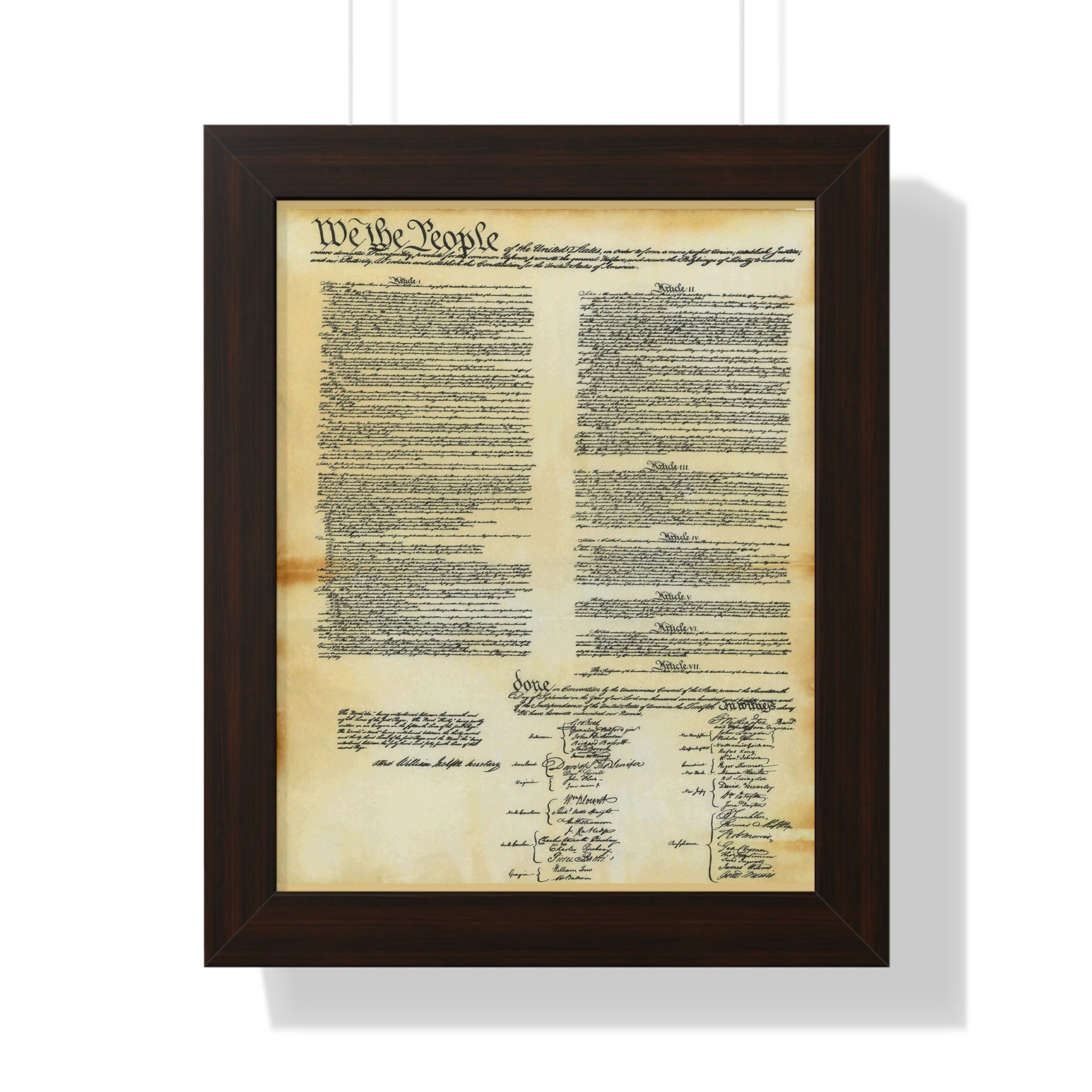 US Constitution Poster USA Historical Document Framed Vertical Poster ...