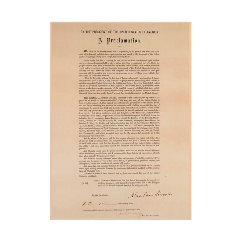 Emancipation Proclamation (1863) Poster American History 5"x7" - 28"x40 ...