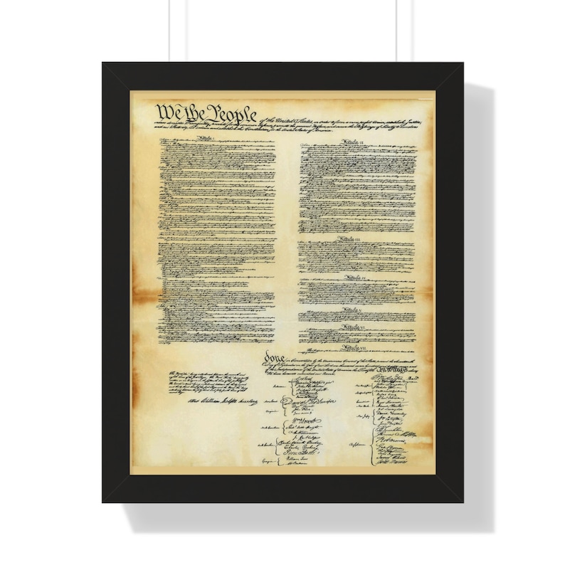 US Constitution Poster USA Historical Document Framed Vertical Poster ...