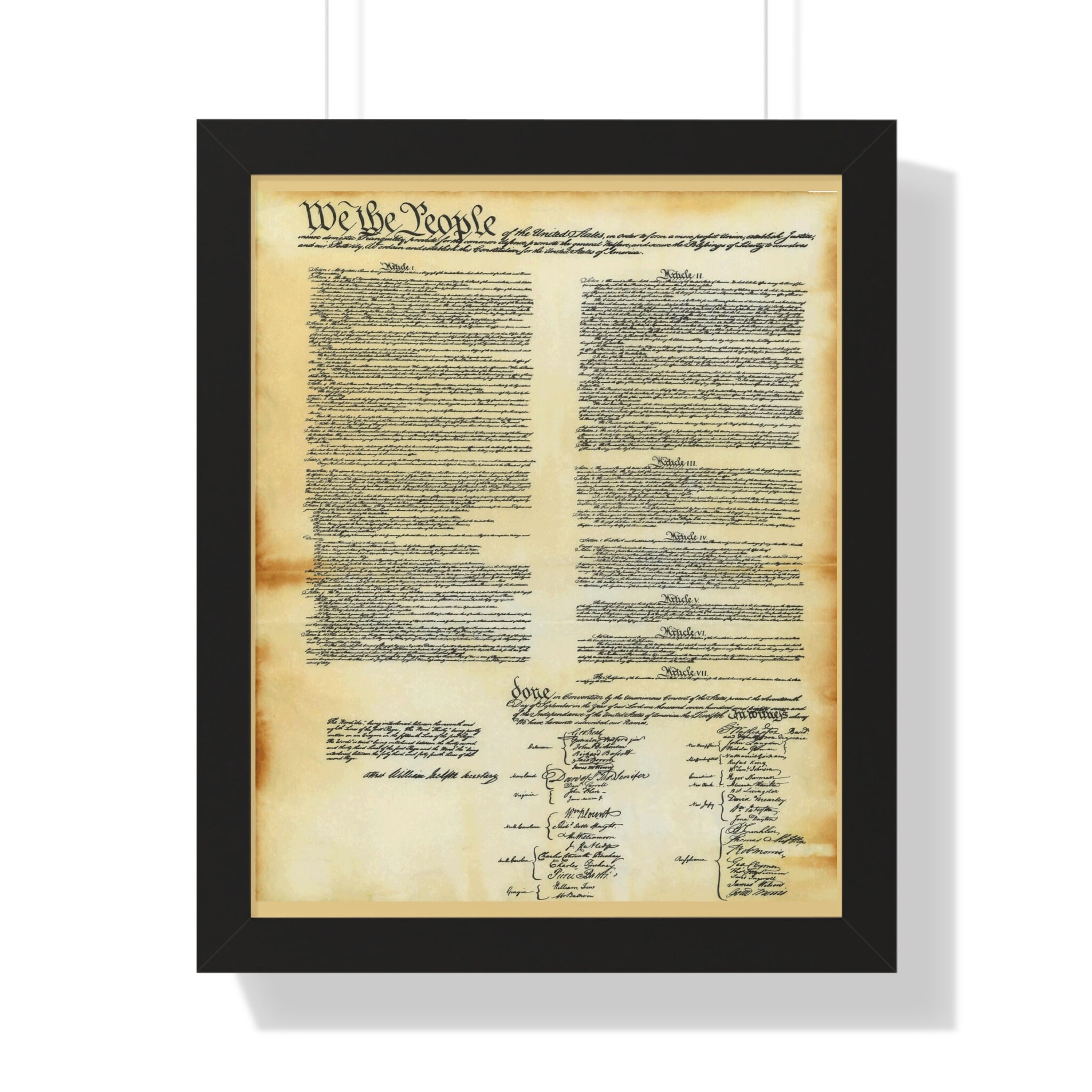 US Constitution Poster USA Historical Document Framed Vertical Poster ...
