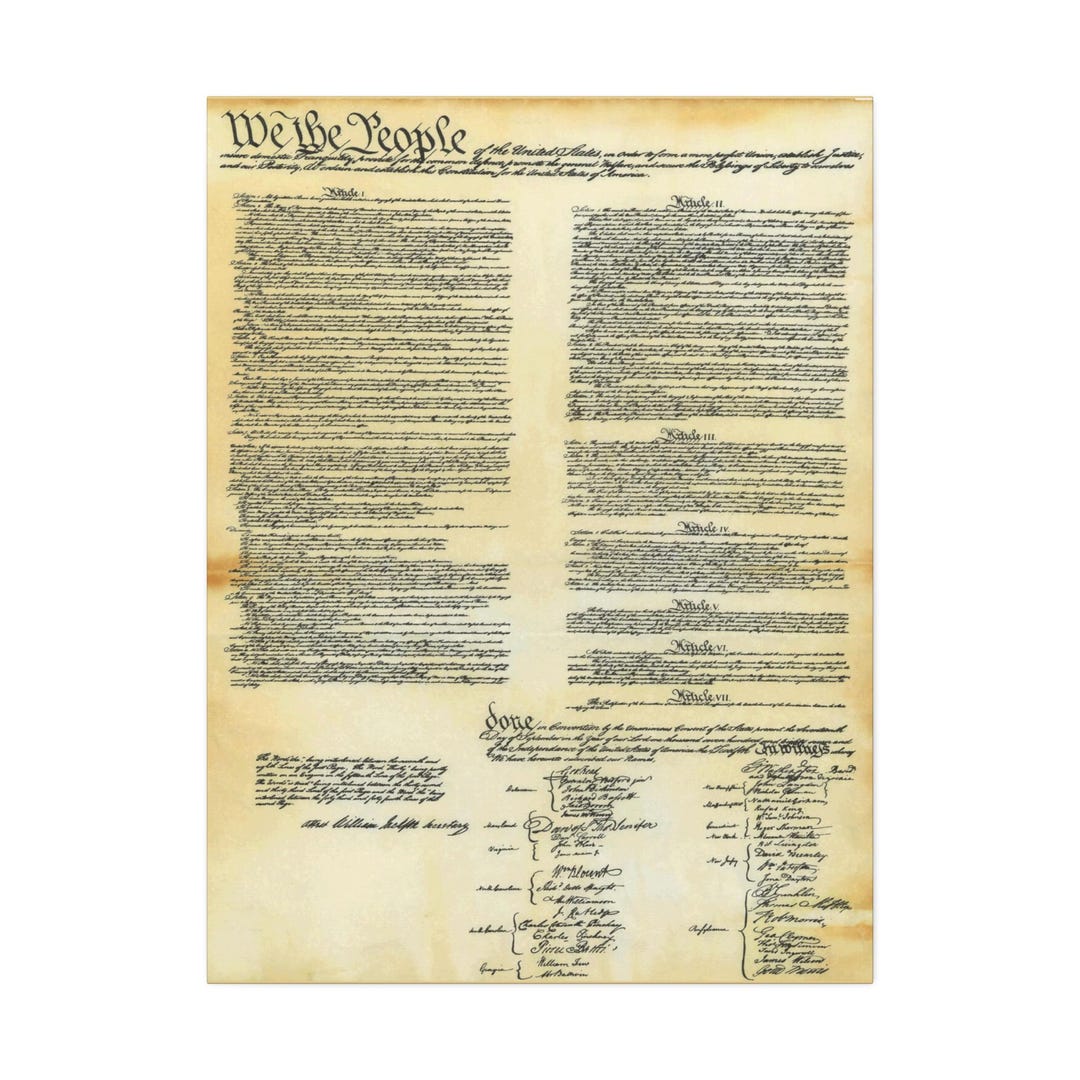 US Constitution Canvas Stretched, 1.5'' USA Historical Document ...