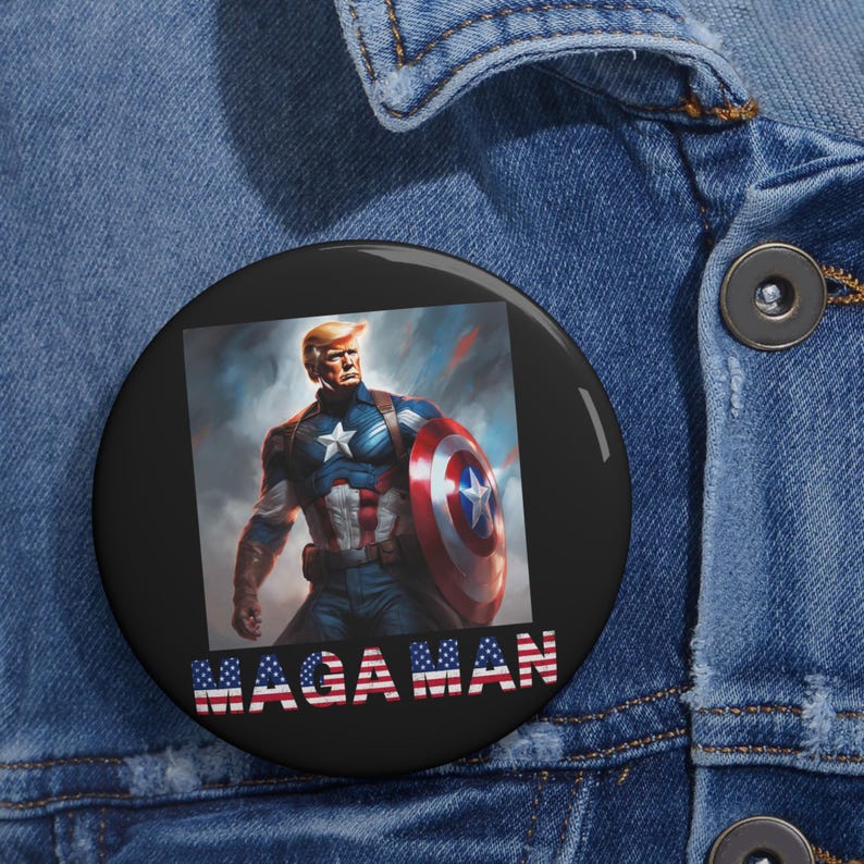 Maga Man Trump 2024, Pin Black Button, Trump Vance 2024, MAGA, FIGHT X ...
