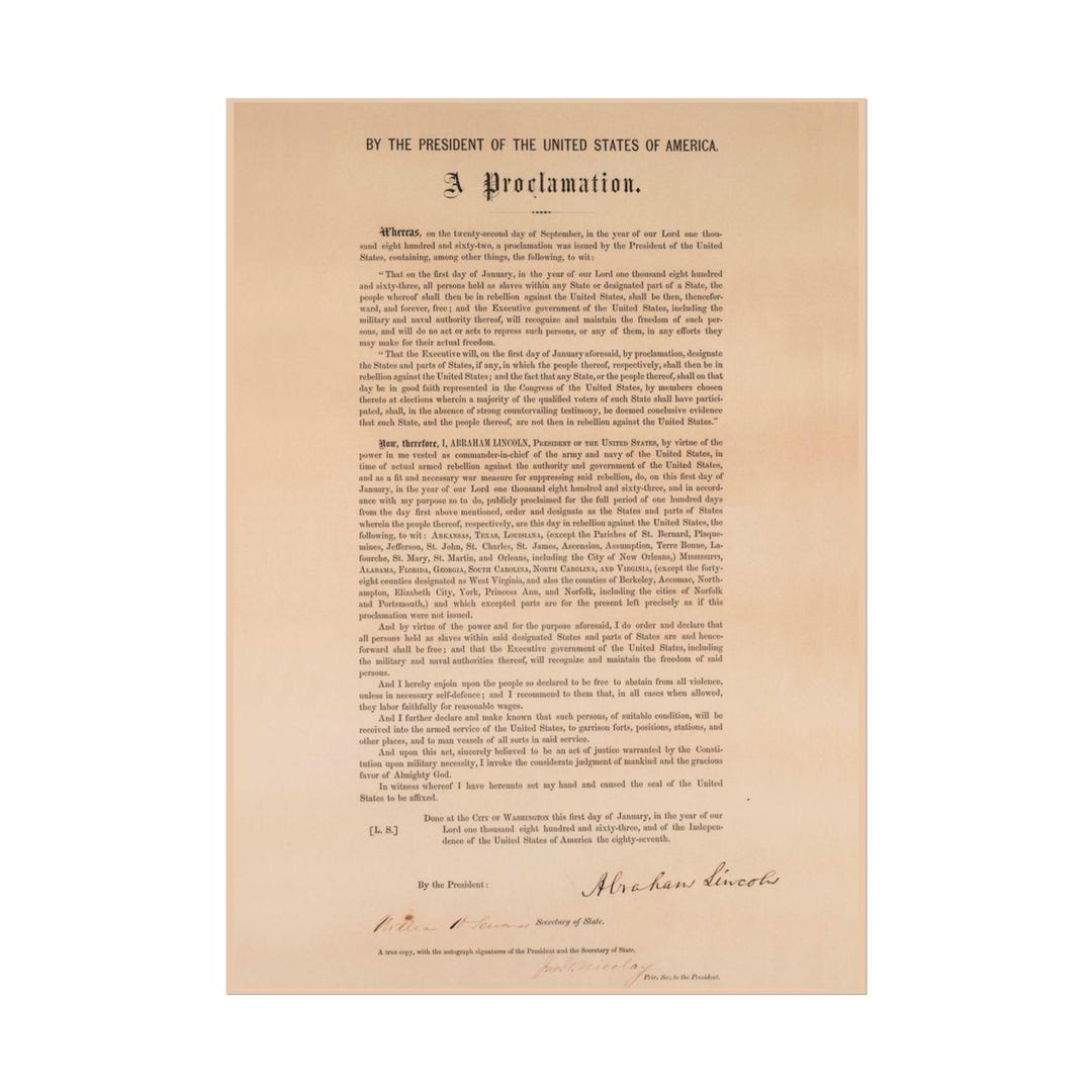 Emancipation Proclamation (1863) Poster American History 5"x7" - 28"x40 ...