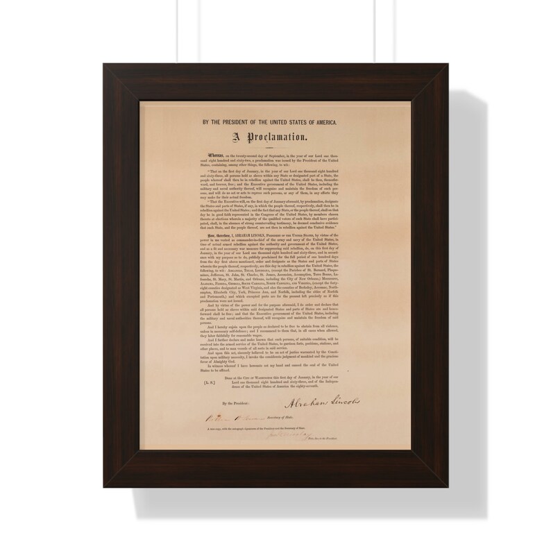 Emancipation Proclamation (1863) USA Historical Document Framed ...