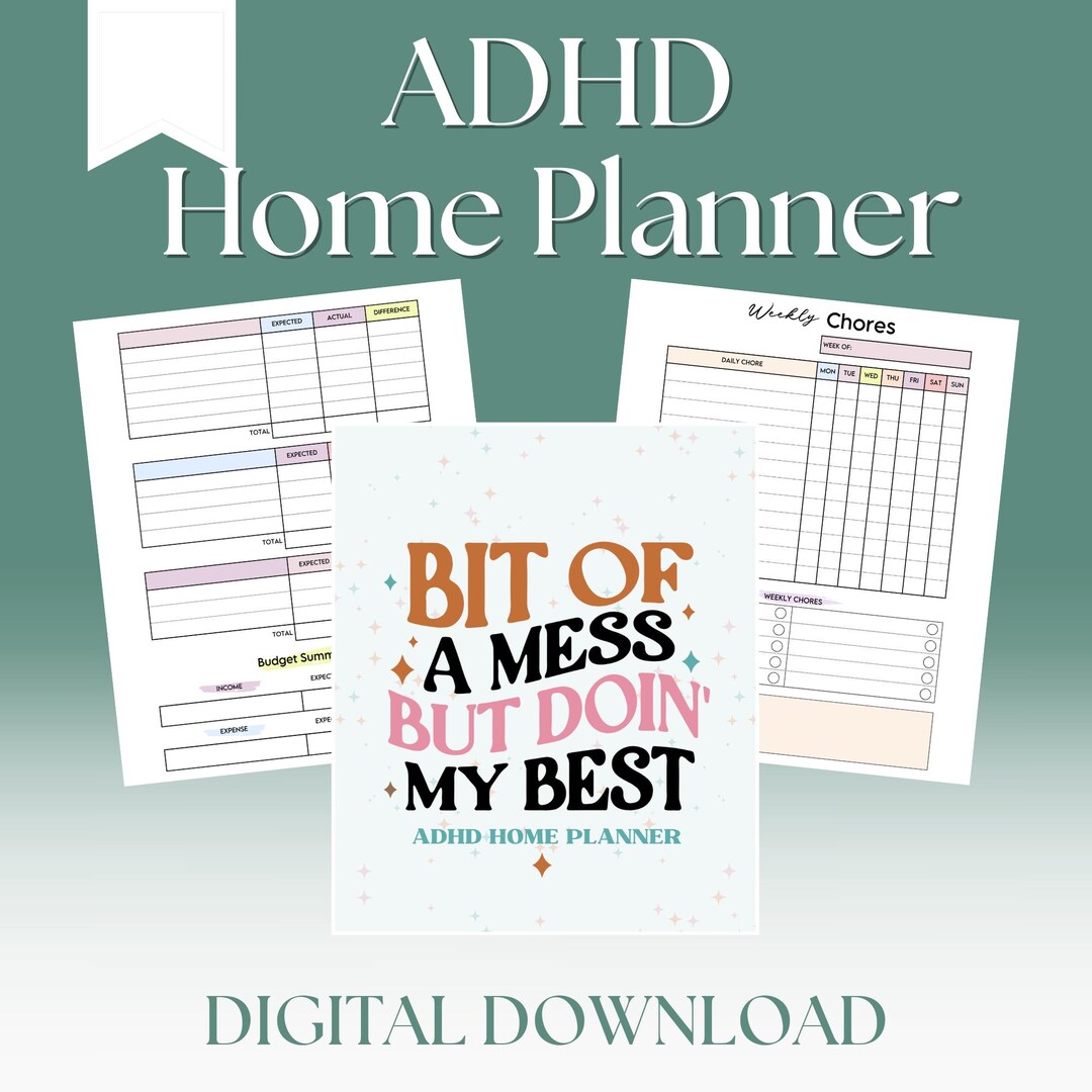 ADHD Home Organization Printable Planner, Mental Health Planners, Home ...