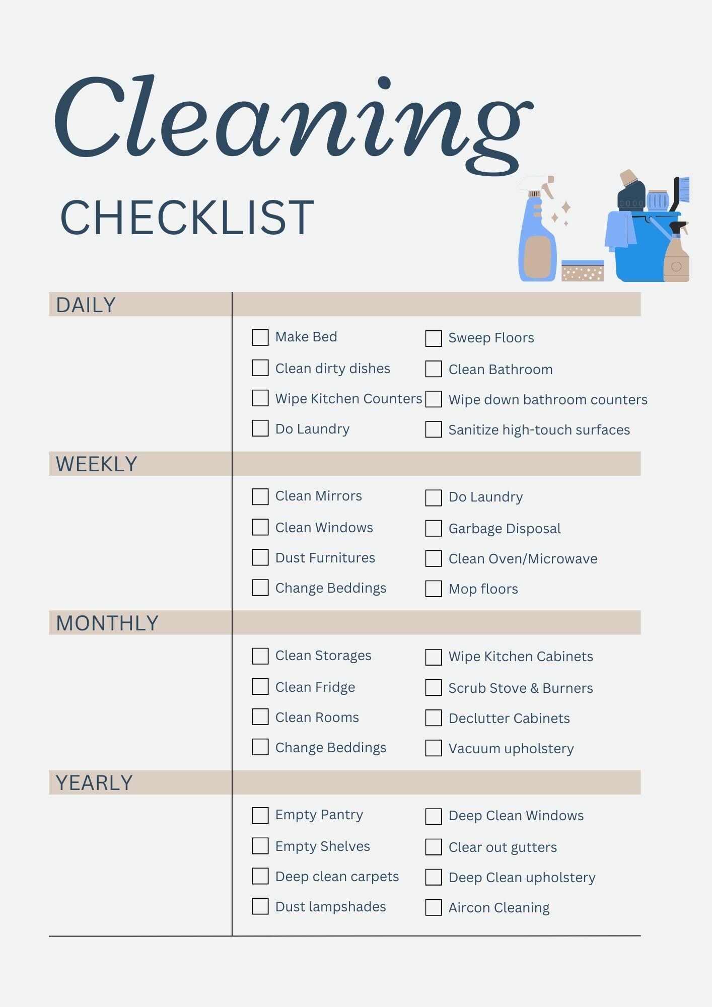 Cleaning Checklist - Etsy