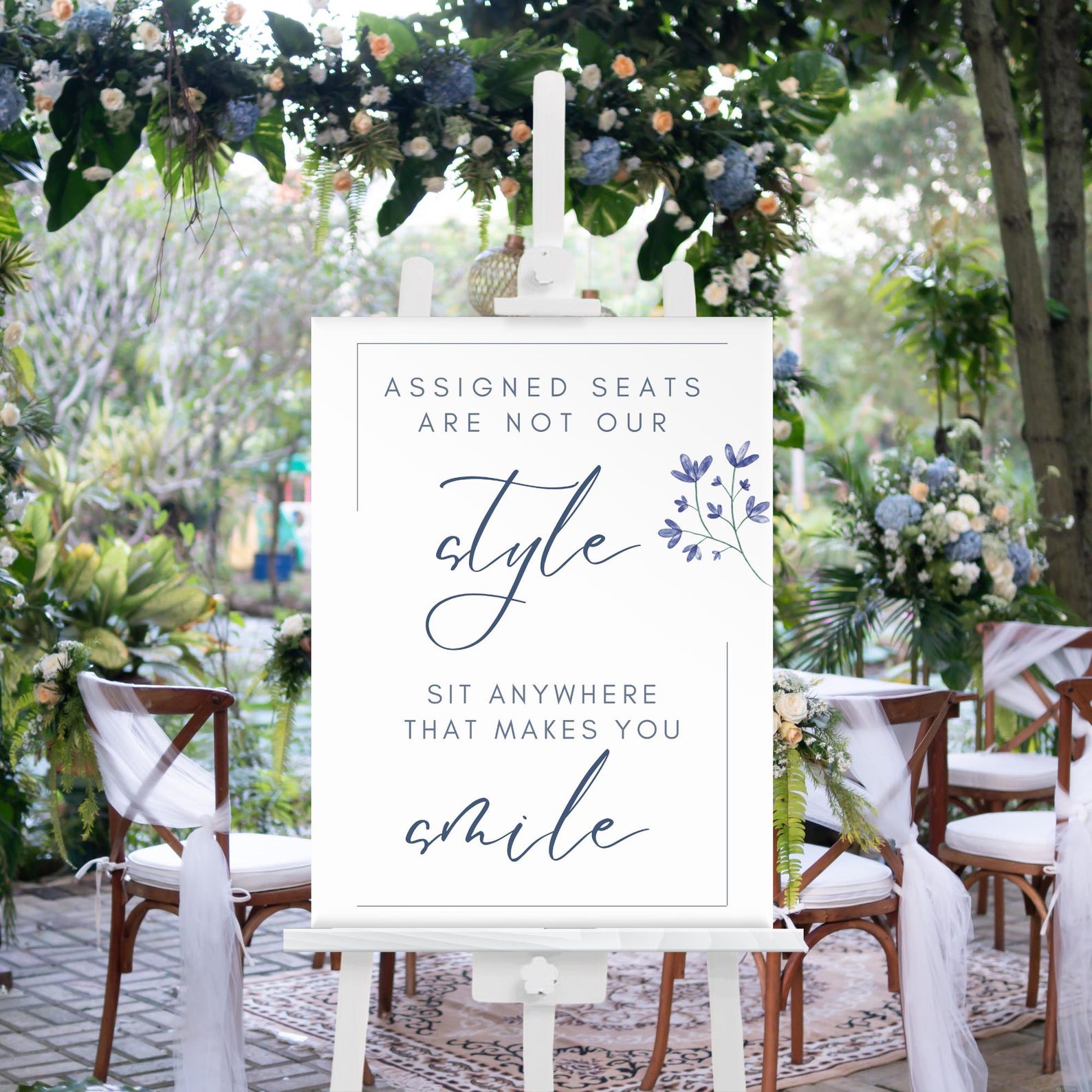 Minimalist Flower Wedding Sign | Printable | Editable | Flower Blossom ...