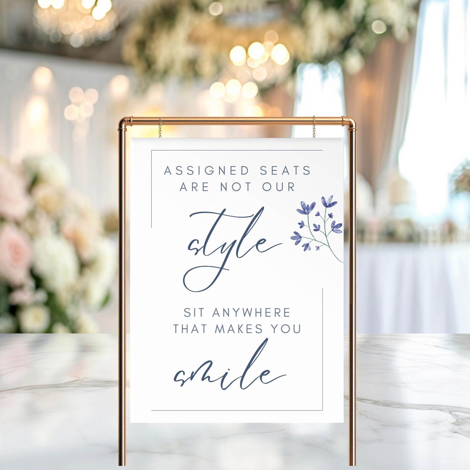 Minimalist Flower Wedding Sign | Printable | Editable | Flower Blossom ...