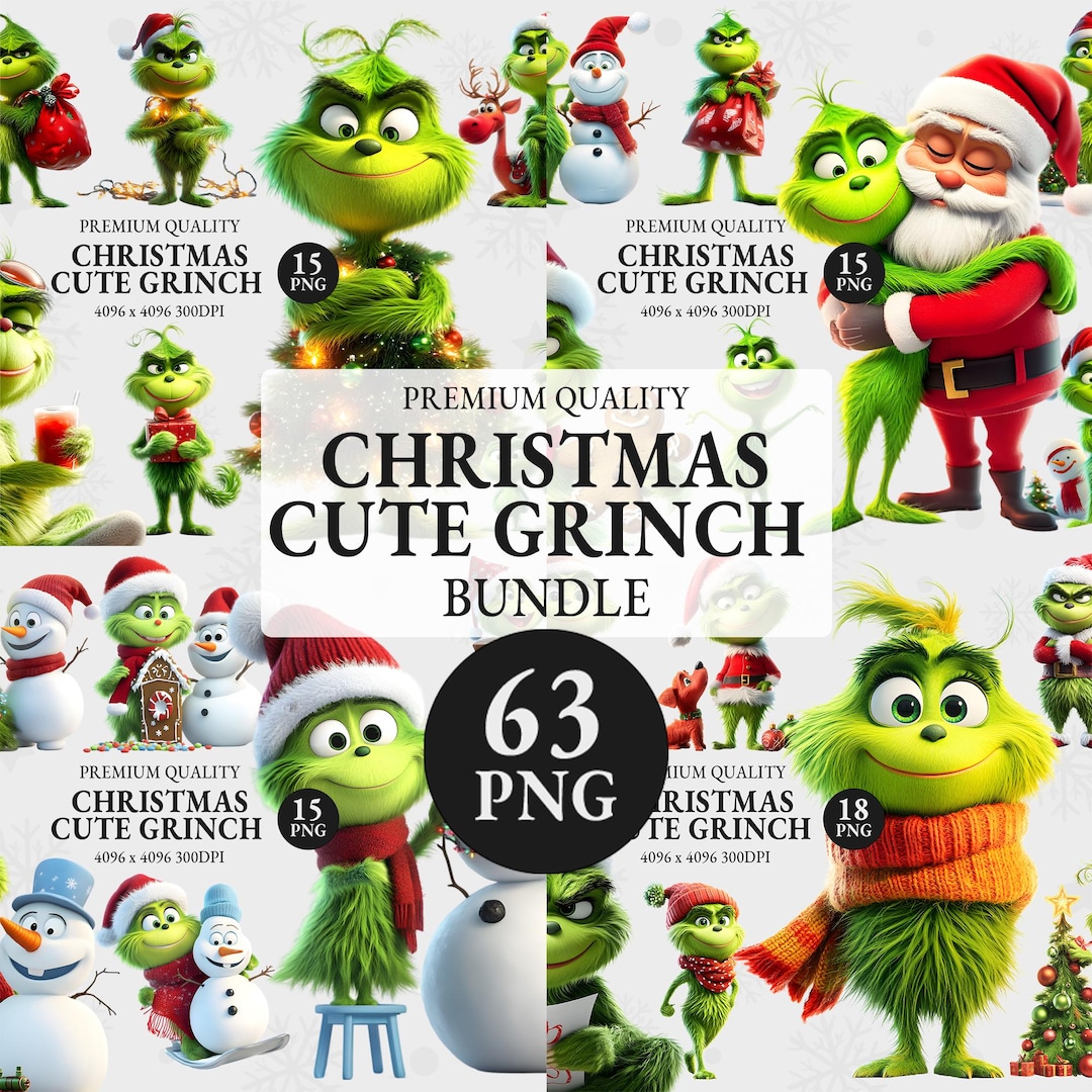 Christmas Grinch Bundle, Xmas Grinch Clipart, 63 Grinch Winter Fantasy ...