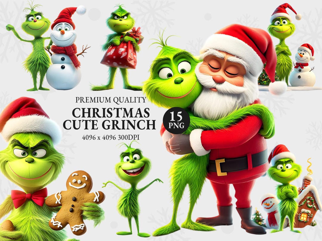 Christmas Grinch Clipart, Xmas Grinch Clipart, 15 Grinch Winter Fantasy ...