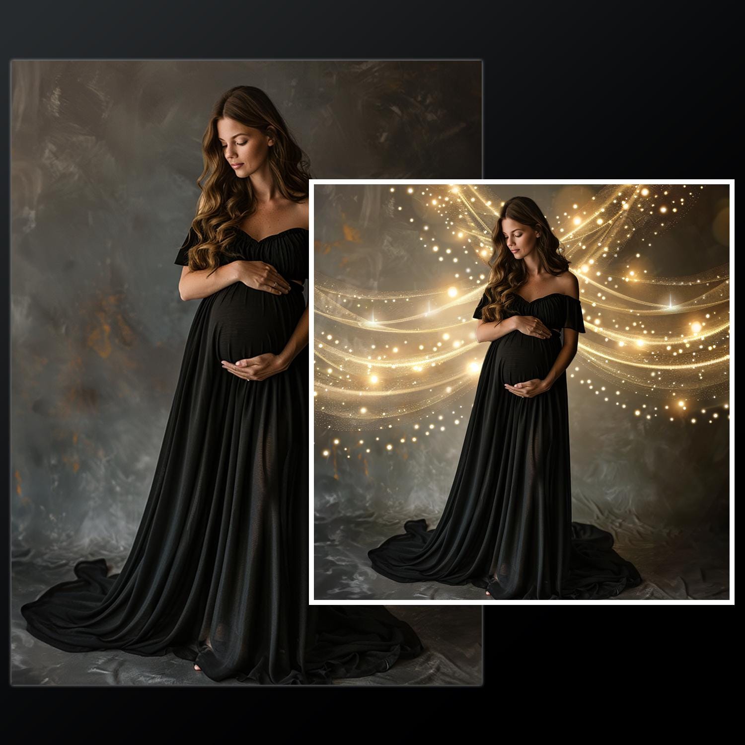 50 Lights Photo Overlay Gold Maternity Rings Circle Overlays Christmas ...