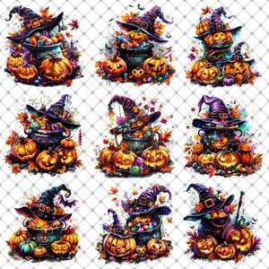 Watercolor Happy Halloween Cauldron Clipart 50 PNG Bundle, Cauldron ...