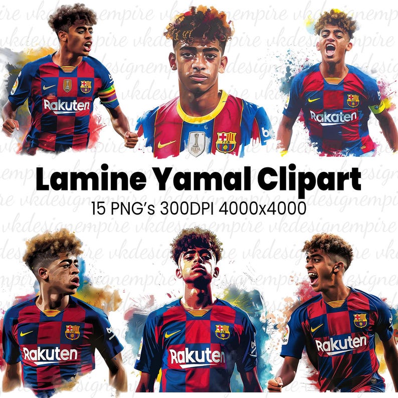 Lamine Yamal Watercolor Euro 2024 Clipart Transparent PNG Bundle Sport ...