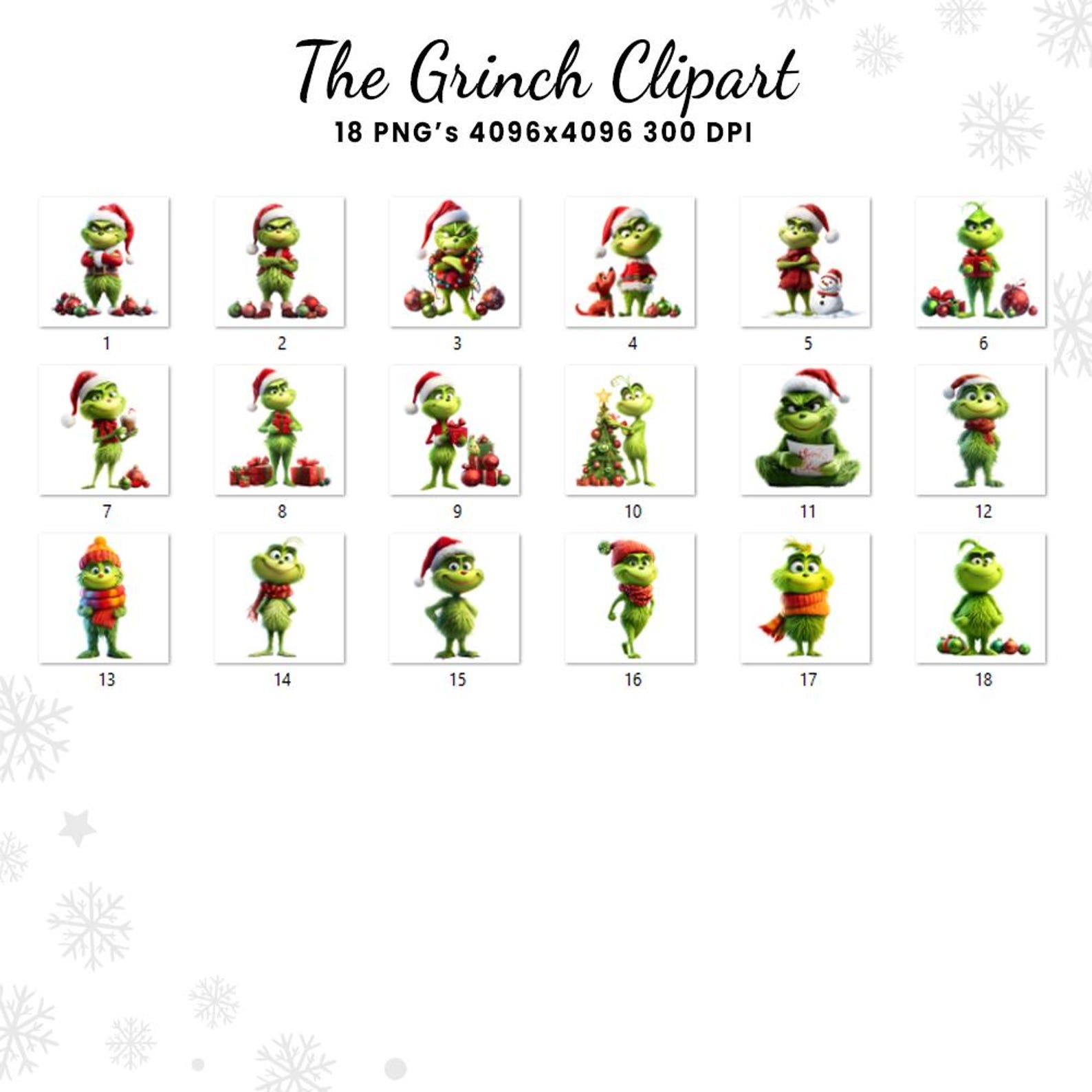 Christmas Grinch Bundle, Xmas Grinch Clipart, 63 Grinch Winter Fantasy ...
