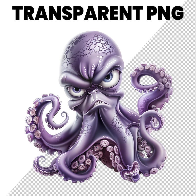 Funny Grumpy Sea Animal Pngs - Transparent Background - Cartoon Clipart ...