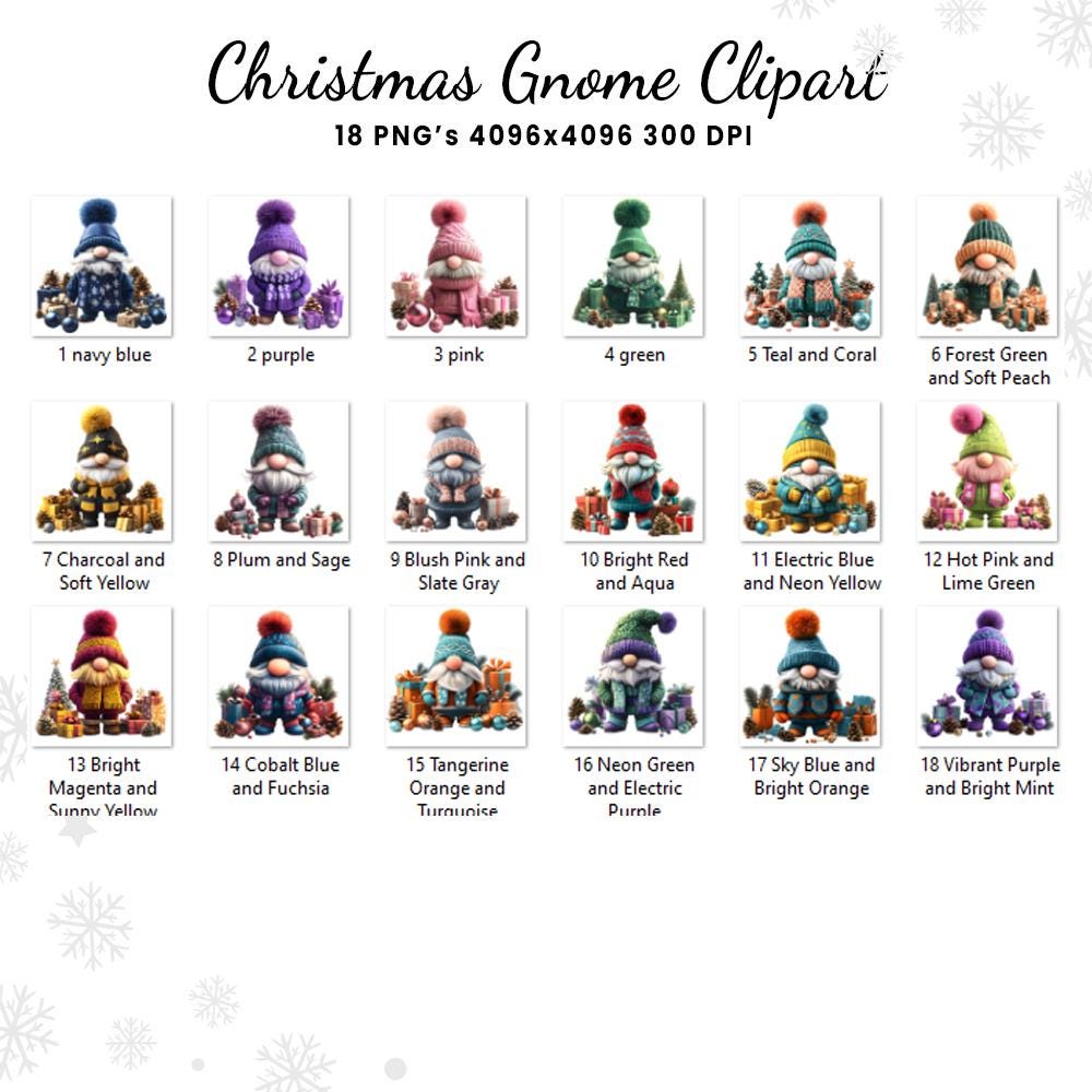 Christmas Gnome Clipart Bundle, Christmas Graphics, Festive Clipart ...