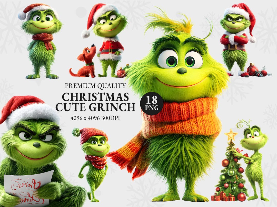 Christmas Grinch Clipart, Xmas Grinch Clipart, 18 Grinch Winter Fantasy ...