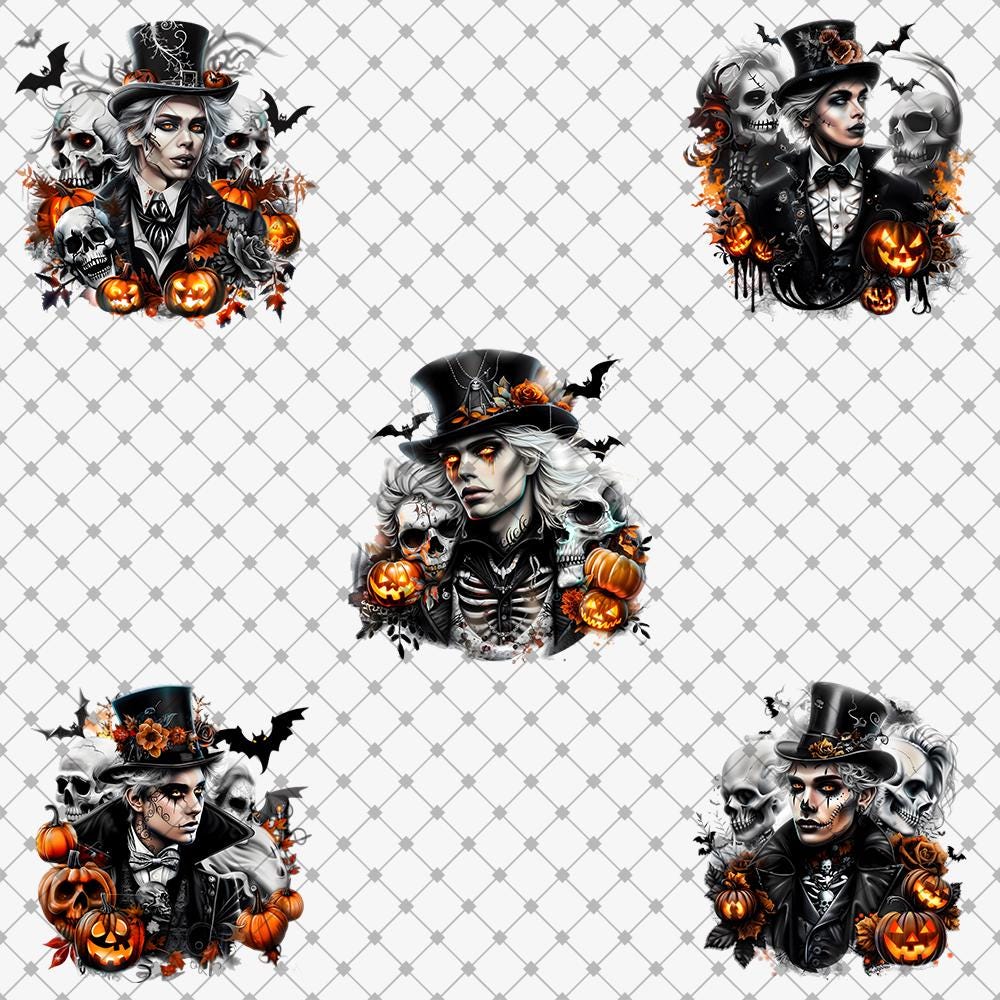Halloween Gothic Clipart 50 PNG Sublimation Bundle, Vintage Spooky ...