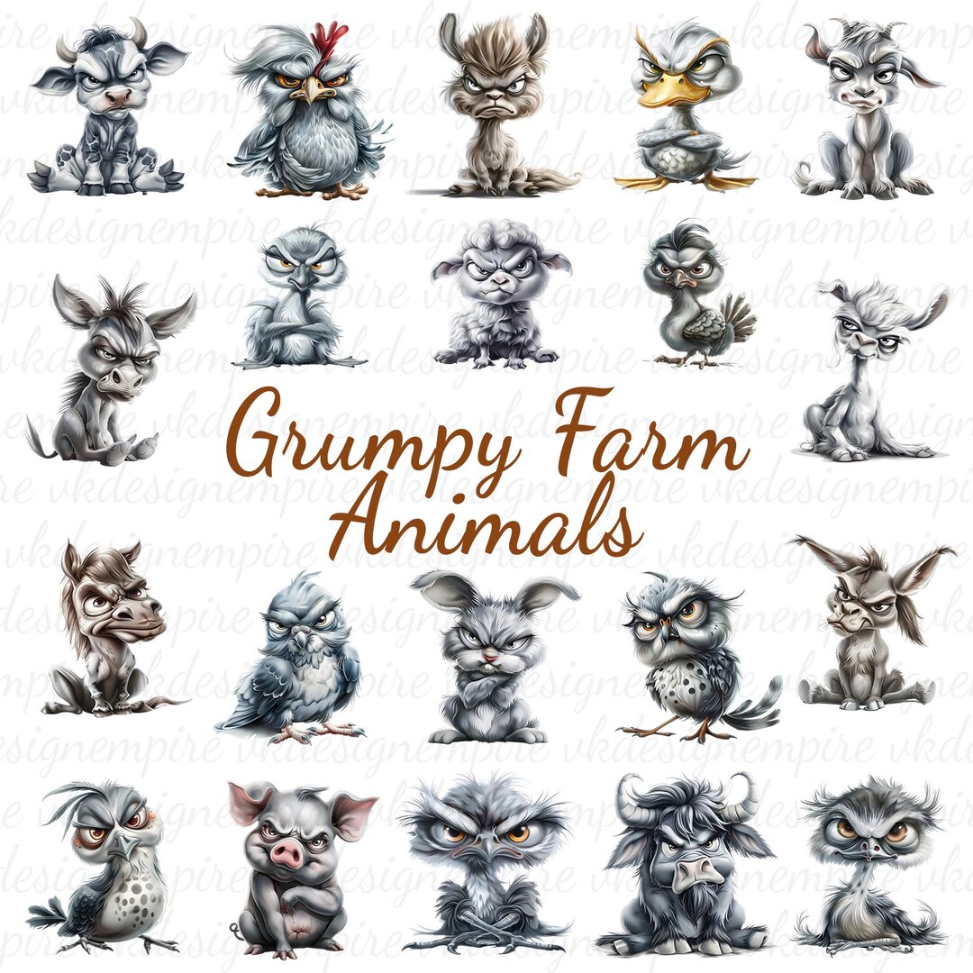 Funny Grumpy Farm Animal Pngs - Transparent Background - Cartoon ...