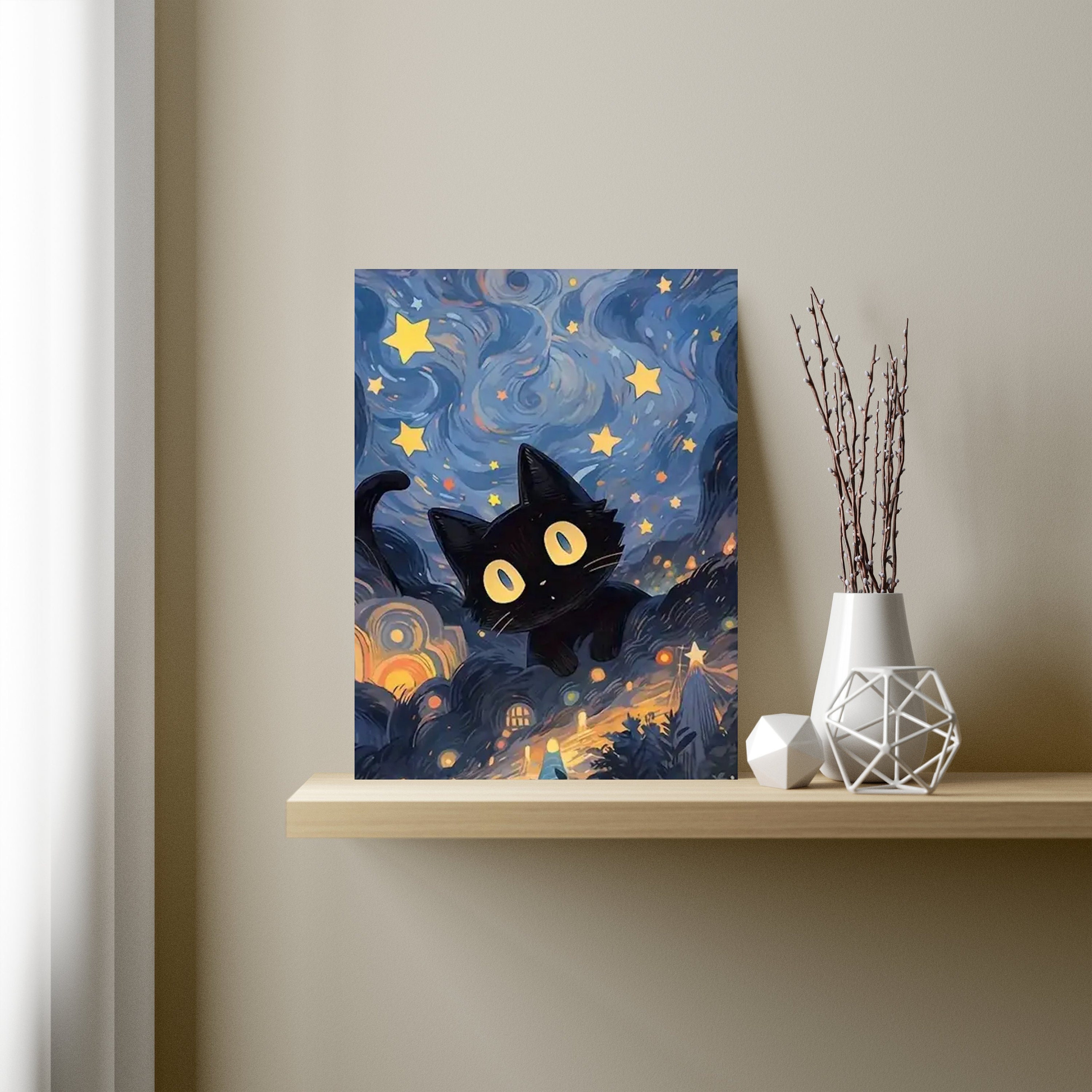 Black Cat Starry Night Paint by Number Kit (16x20") - Not Framed - Etsy