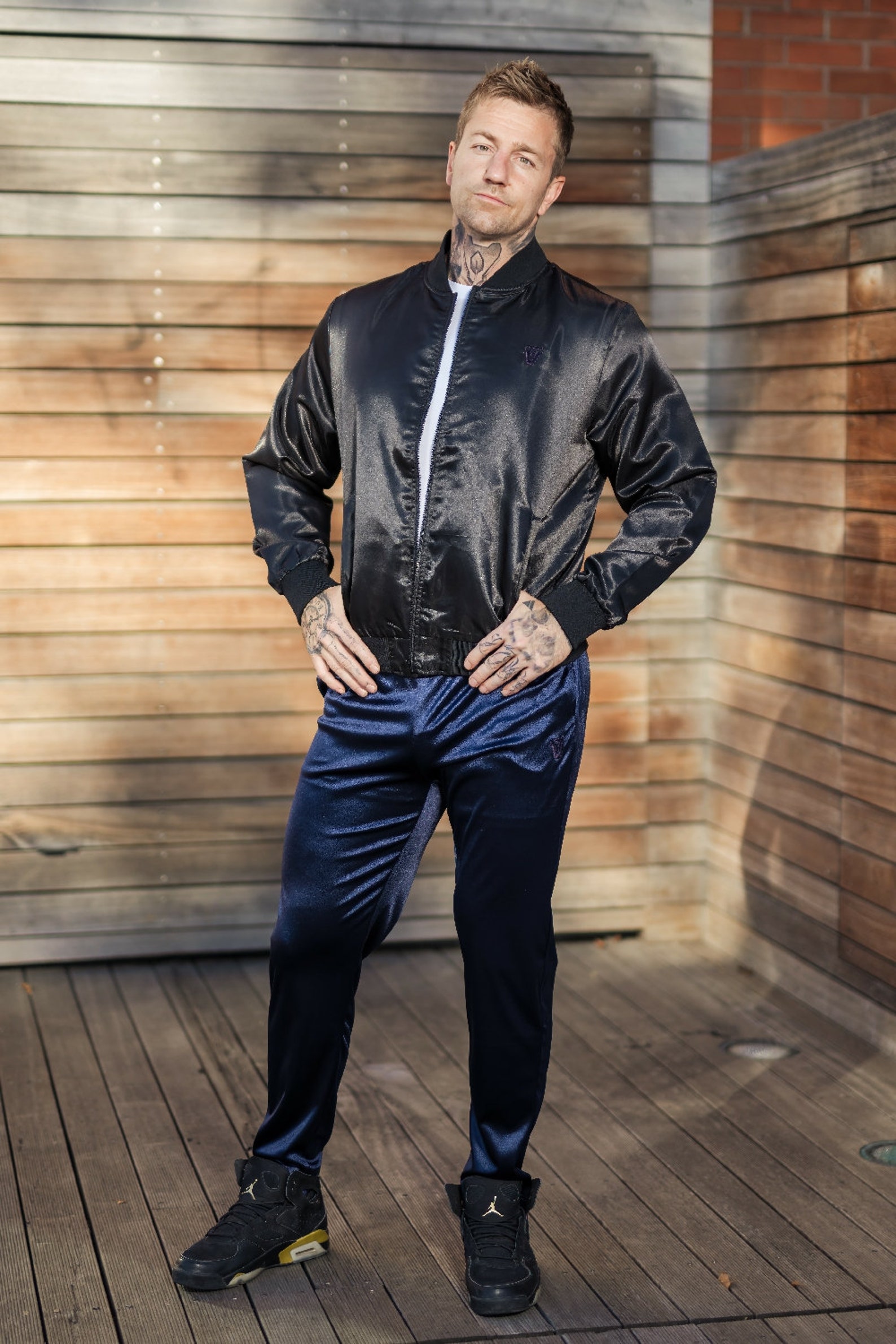 Men's Shiny Athleisure Satin Jacket (black, Navy) - Etsy