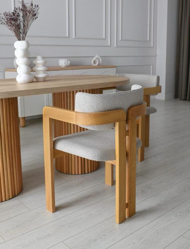 Modern Natural Wood Curved Body Chair,cushioned Mid Century Chair ...