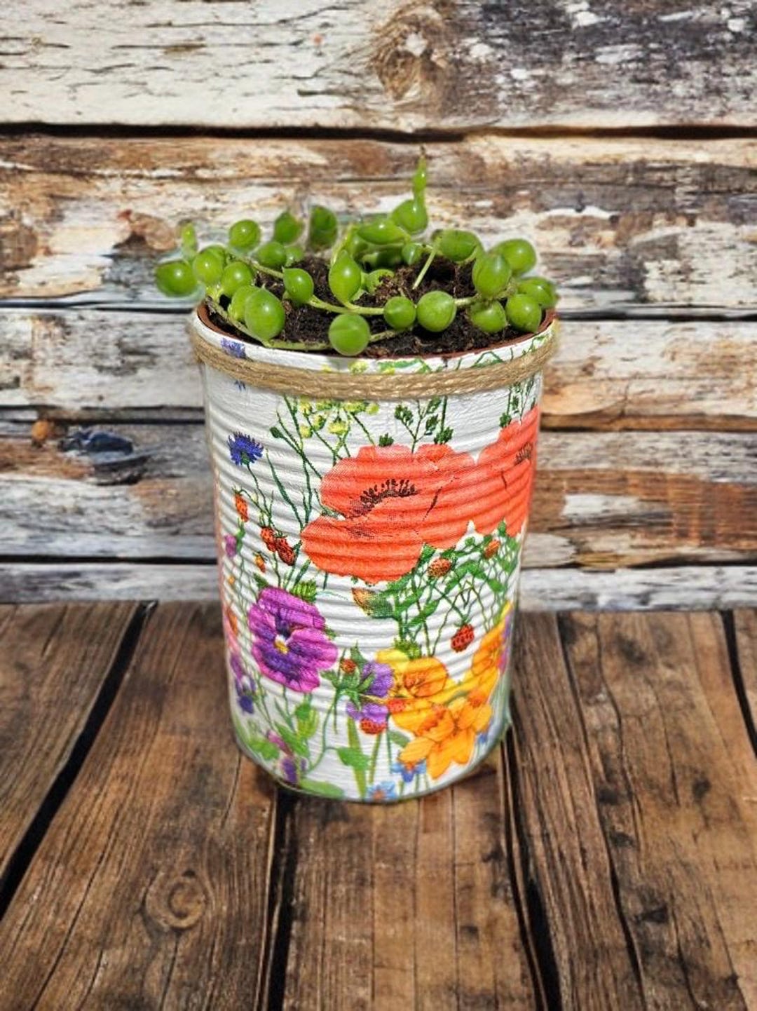 Boho Floral Planter Vibrant Wildflower Design Eco Friendly Home Decor ...