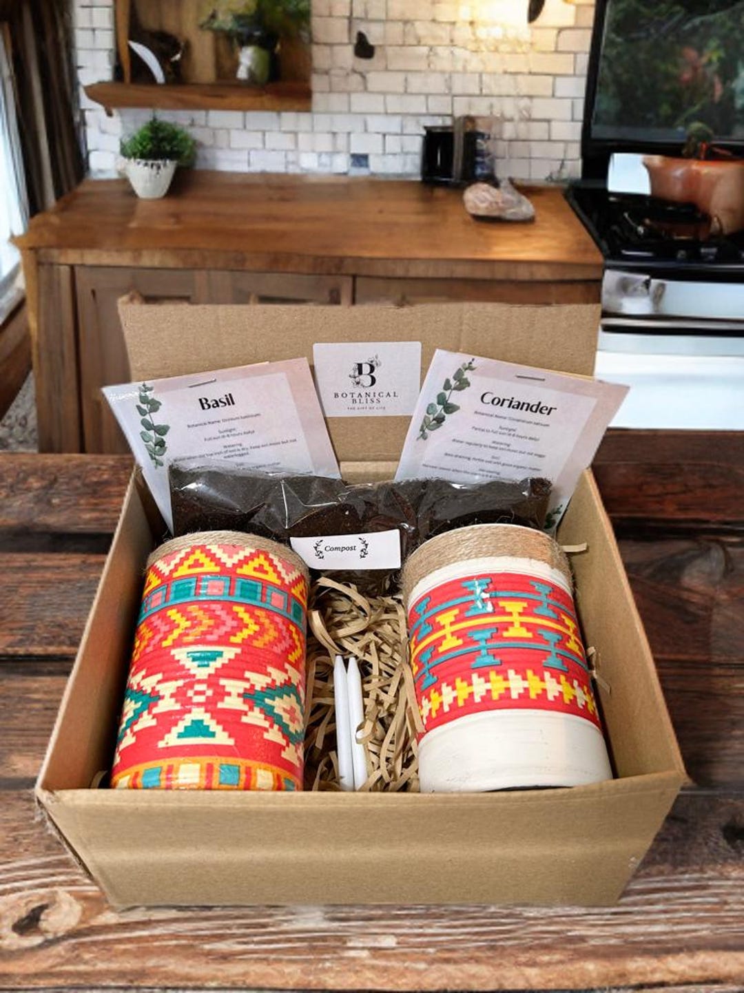 Boho Aztec Tribal Eco-friendly Herb Garden Gift Set Grow Your Own Herbs ...
