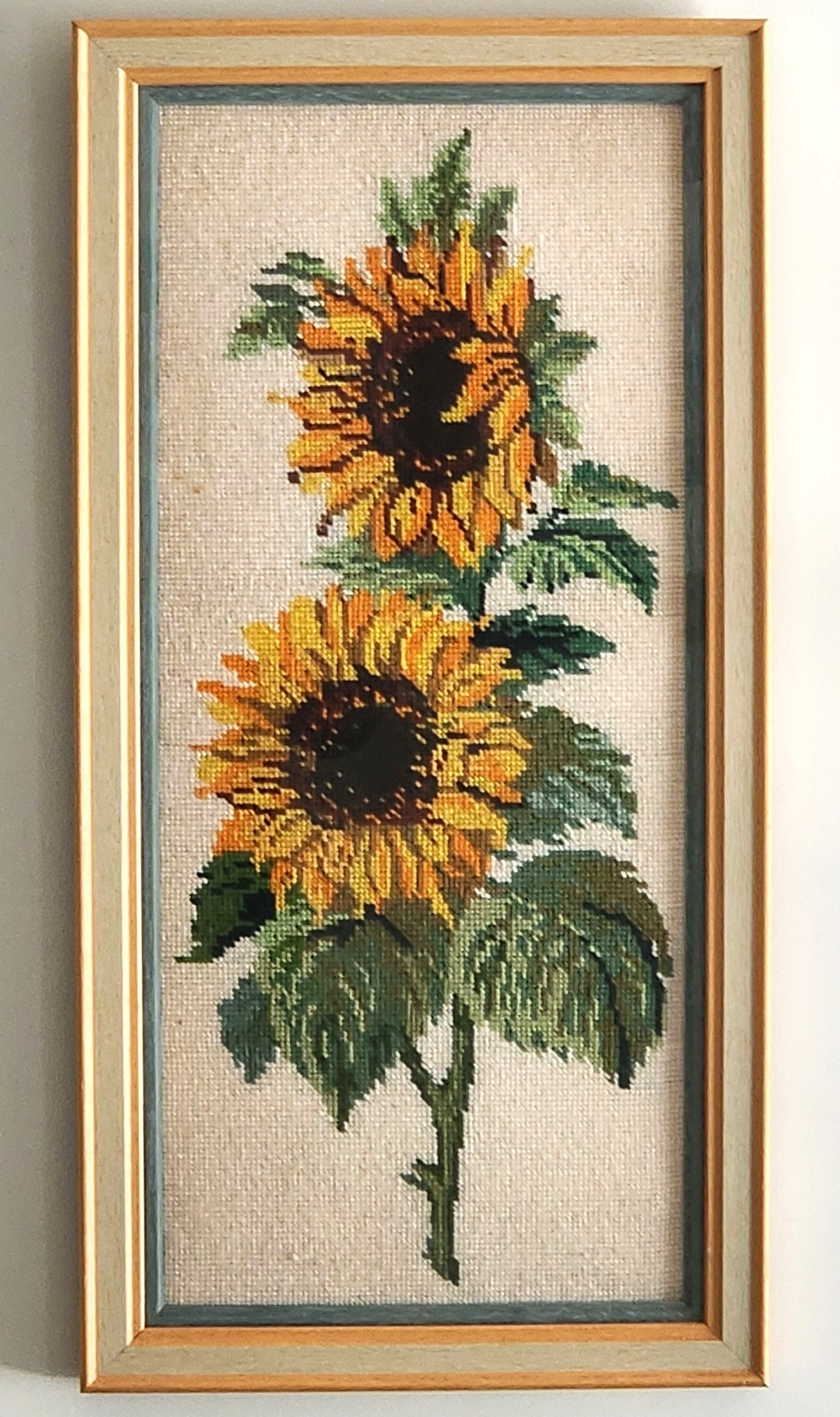 Completed Finished Cross Stitch Art Work. Sunflowers on Sale From a ...