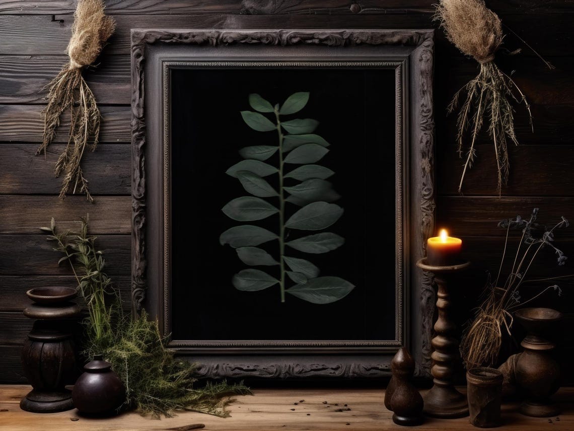Gothic Blueberry Leaves Botanical Print - Digital Download - Etsy