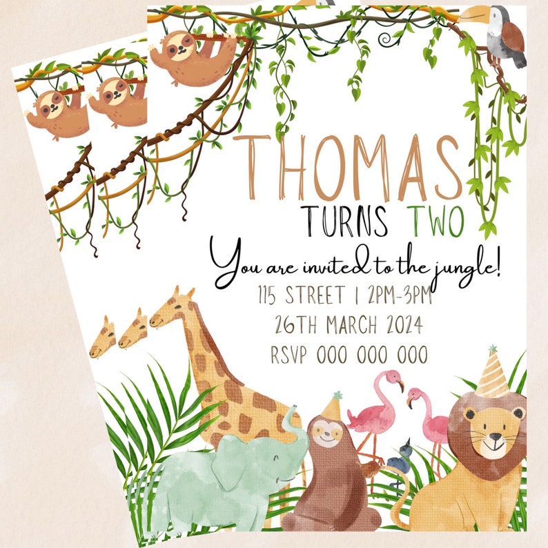 Jungle Party Invitation Template | Digital Download | Personalised ...