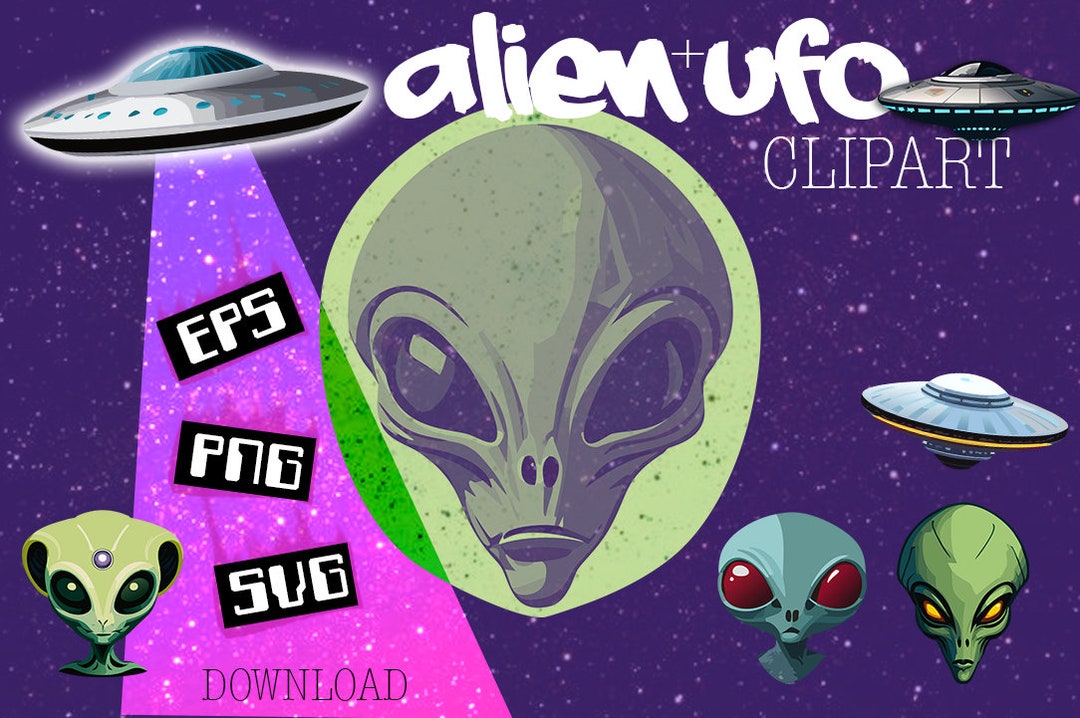Alien Head and UFO/UAP Prompt Clipart Vector Art Eps, Png, Svg - Etsy