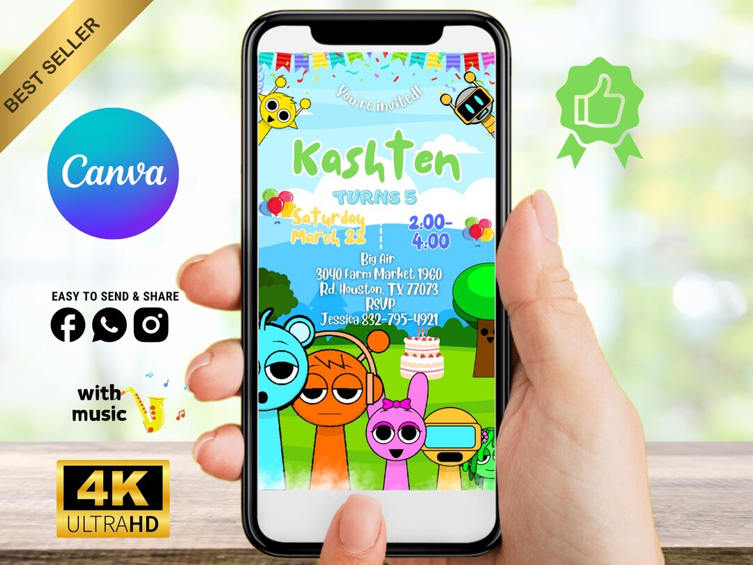 Sprunkis Personalized Virtual Invitation for a Children's Birthday ...
