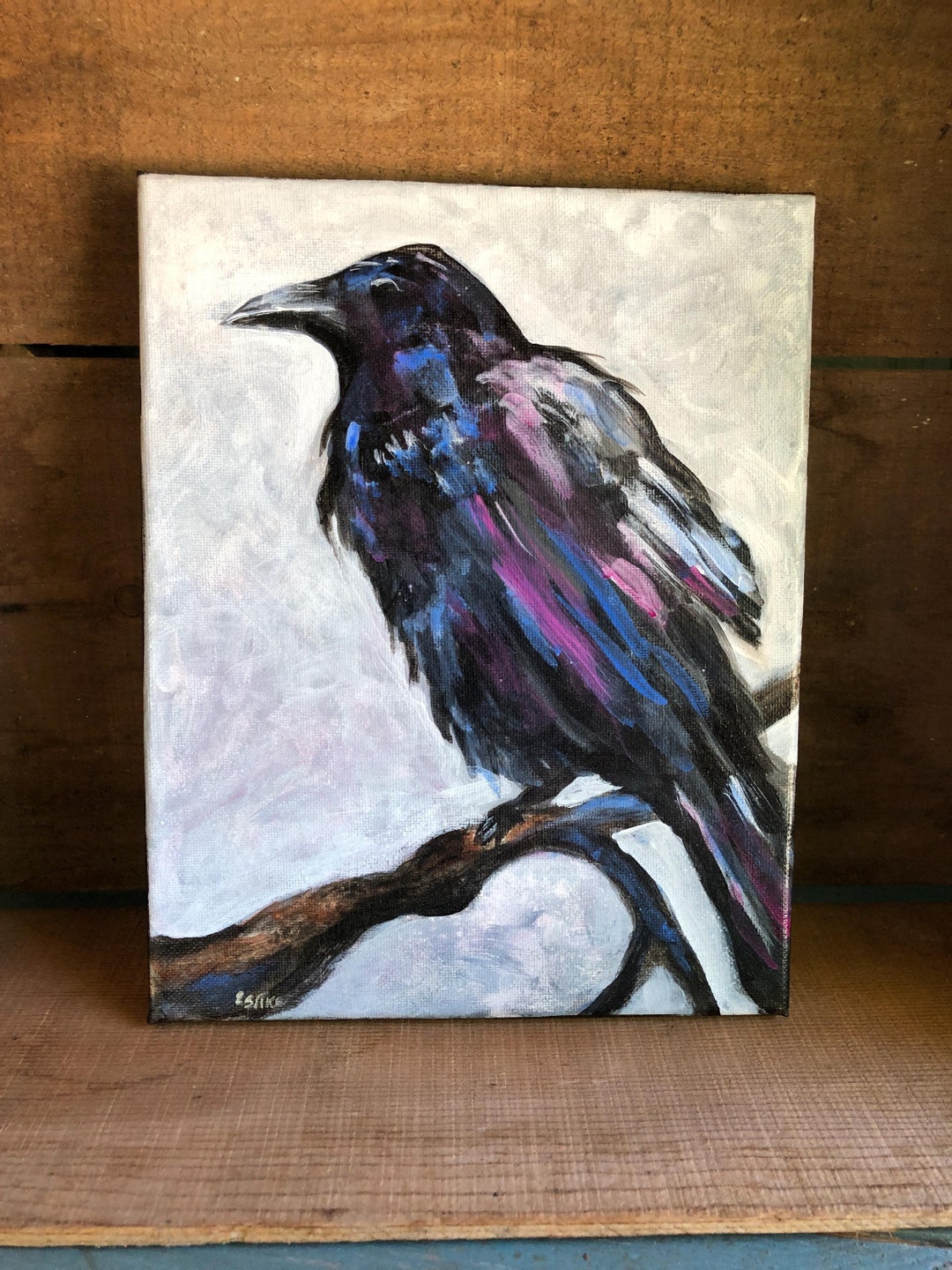 Raven Original Painting on 8x10 Canvas Ready to Hang - Etsy