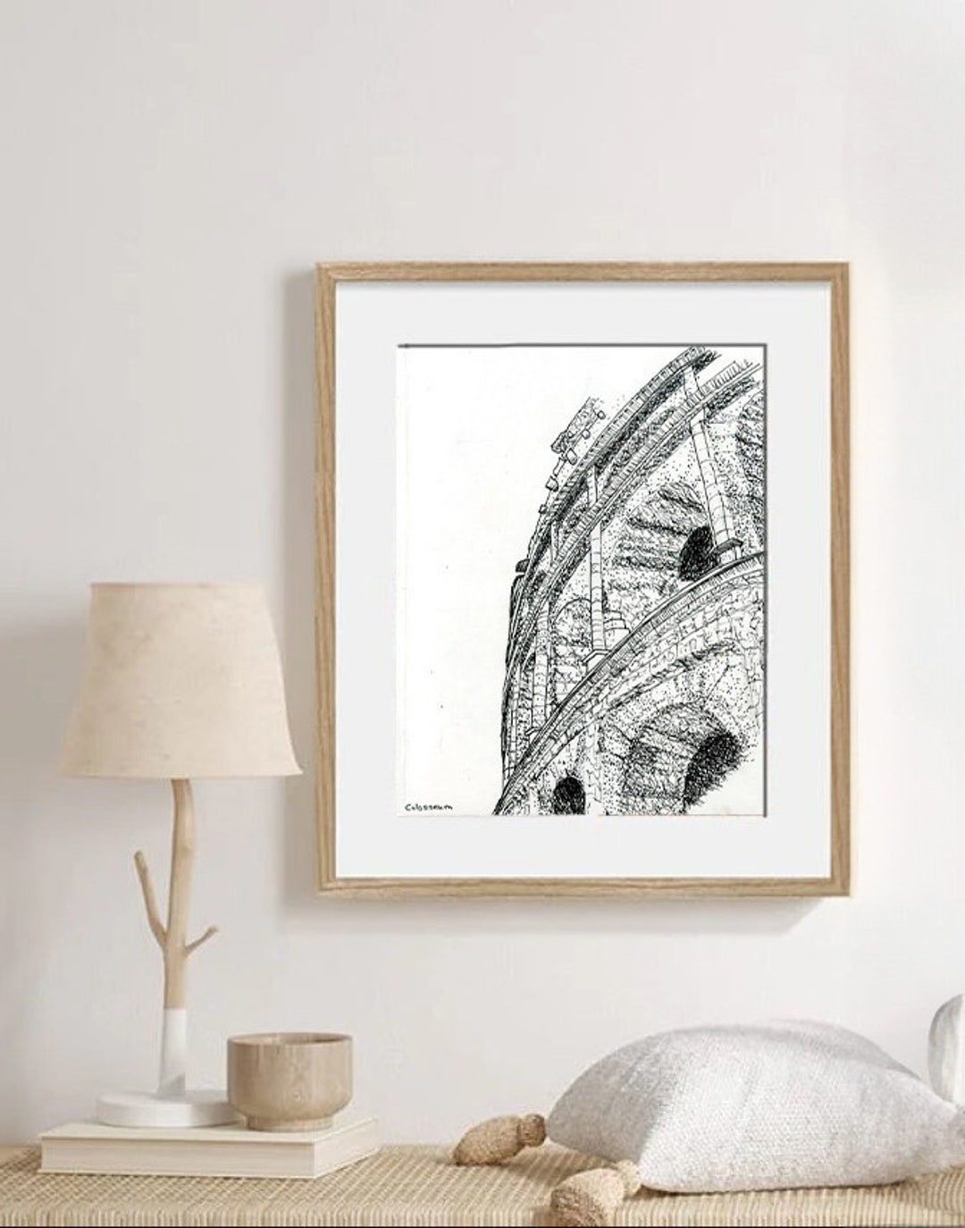 Hand Drawn Rome Colosseum Drawing I Rome Colosseum Fine Line Drawing I ...