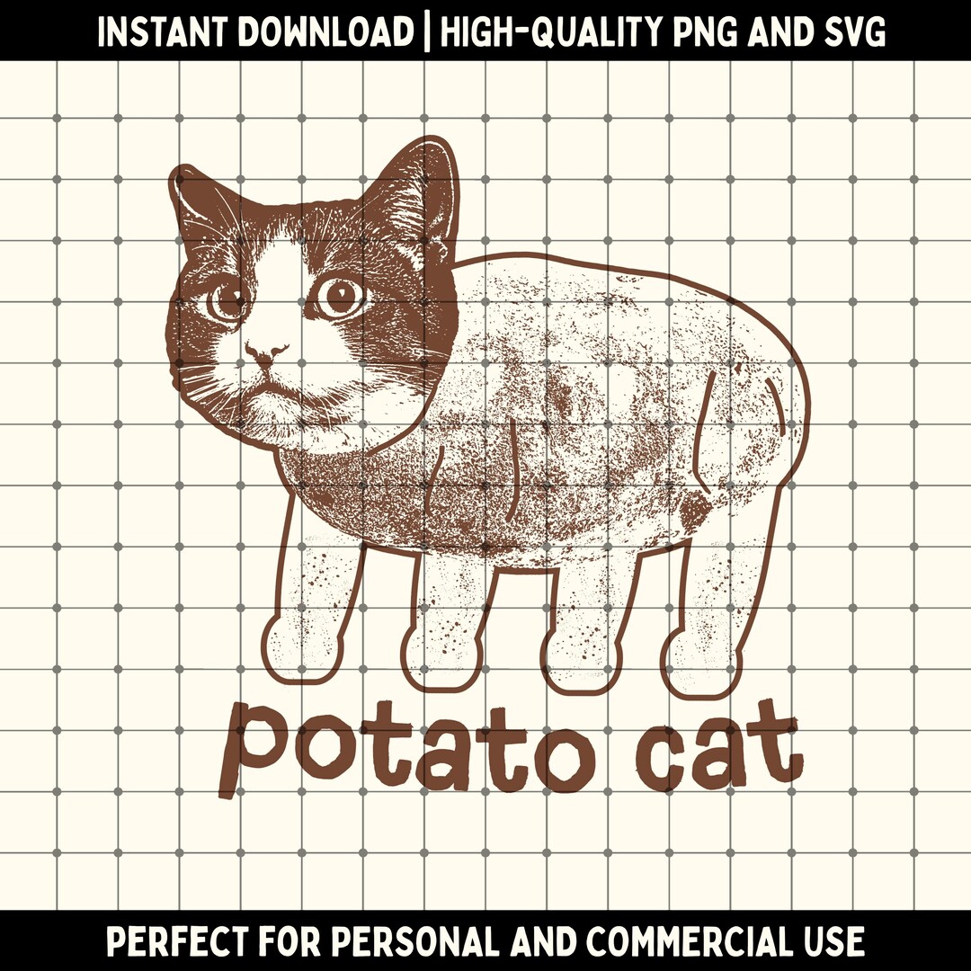Cute Potato Cat Digital Printable PNG - Etsy Canada