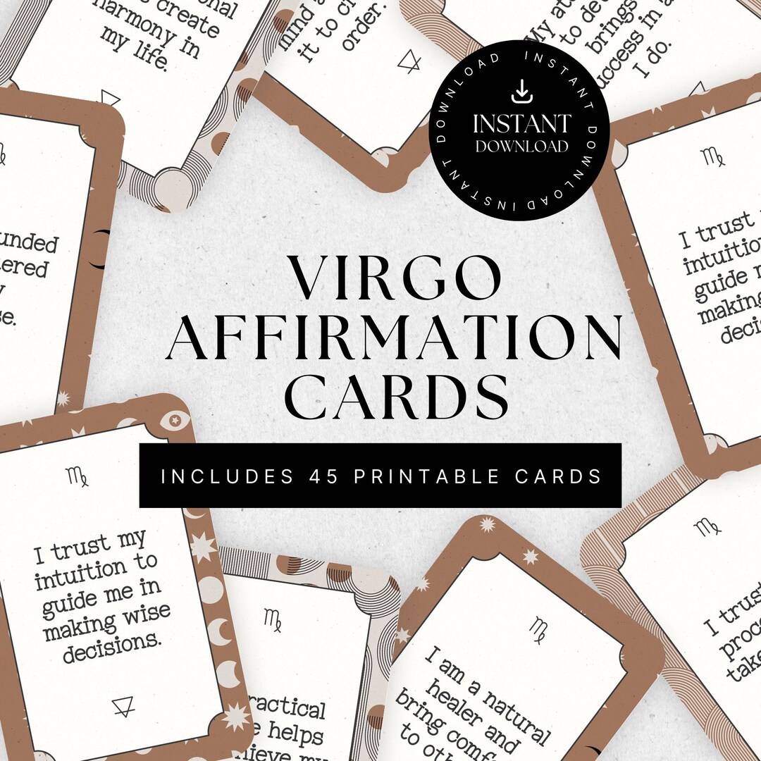 Virgo Zodiac Affirmation Cards, Positive Daily Quotes, Digital ...