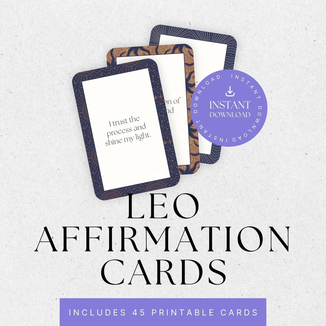 Printable Oracle Cards, Leo Zodiac Affirmation Cards, Positive Daily ...