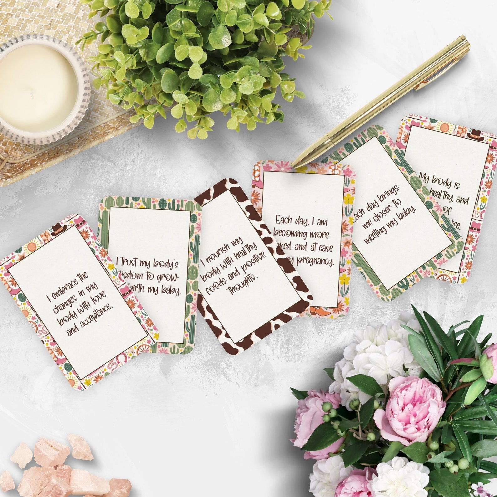 Affirmation Cards for Pregnant Women, Western Cowboy Baby Shower Gift ...