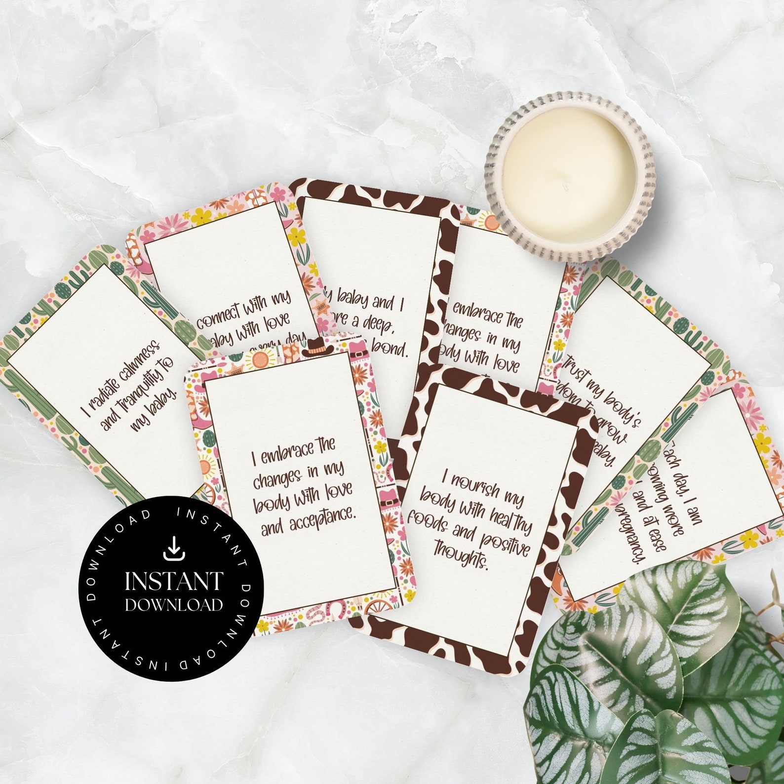 Affirmation Cards for Pregnant Women, Western Cowboy Baby Shower Gift ...