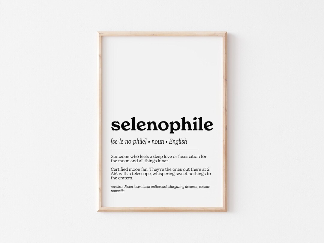 Selenophile Definition Print, Minimalist Wall Art for Dorm Room ...