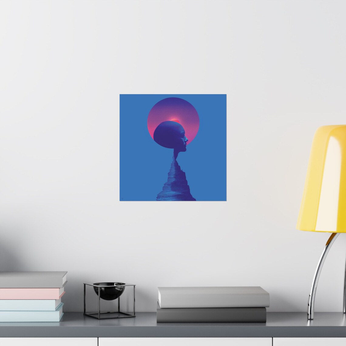 Minimal Sci Fi Poster Purple & Blue 2 wall Poster Retro 12x12 Matte ...