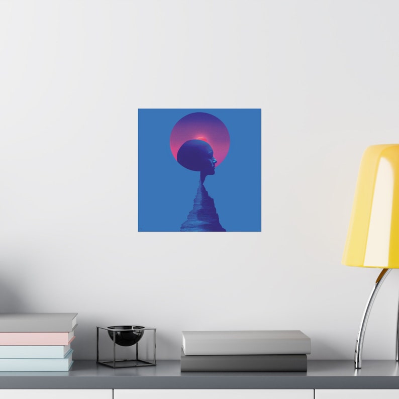 Minimal Sci Fi Poster Purple & Blue 2 |wall Poster| Retro |12x12" Matte ...