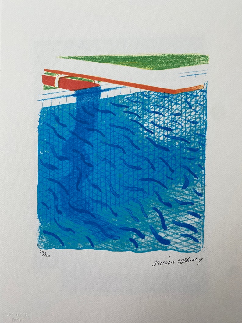 David Hockney paper Pools,1980 Lithograph, Certificate, Signed, Top ...