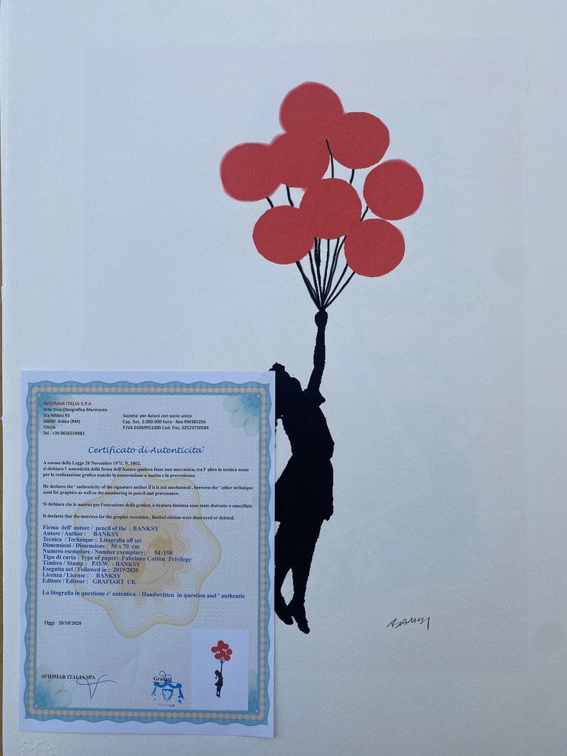 Banksy " Balloon Girl " Lithograph, Certificate, Signed, Top! Wall Art ...